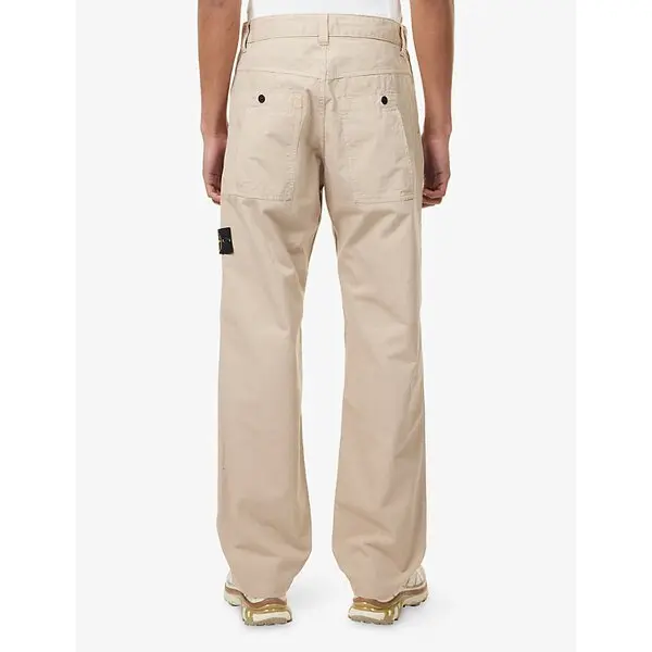Stone Island Straight-leg Logo-patch Cotton-ripstop Trousers