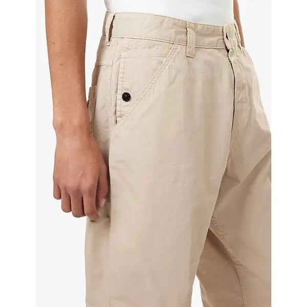 Stone Island Straight-leg Logo-patch Cotton-ripstop Trousers