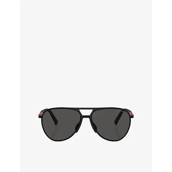 Prada Aviator-frame Metal Sunglasses - Black
