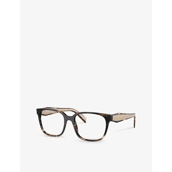 Prada Pr 17zv Rectangle-frame Acetate Glasses - Brown
