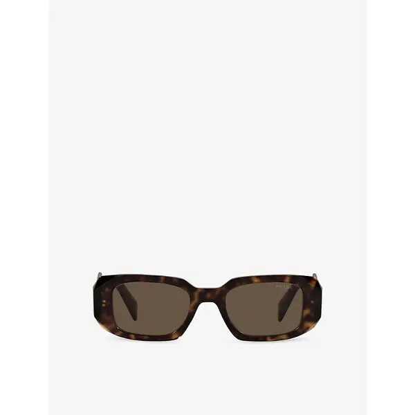 Prada Pr 17ws Rectangular-frame Tortoiseshell Sunglasses - Brown