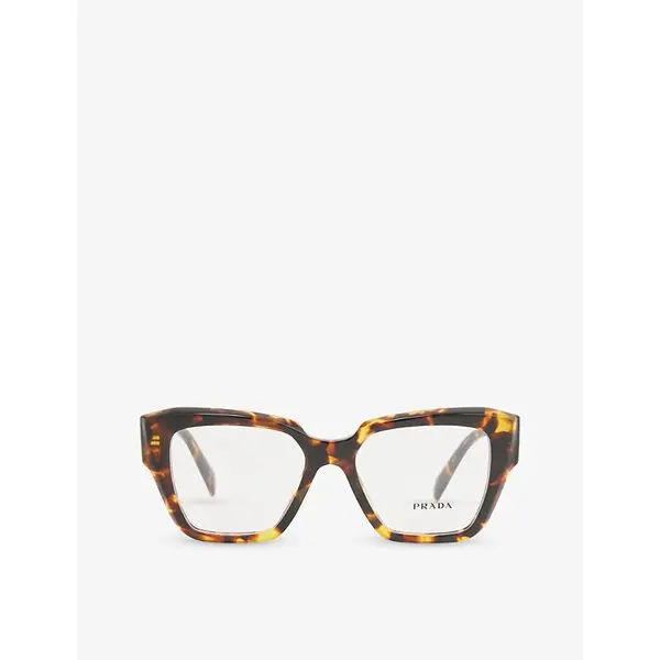 Prada Tortoiseshell-effect Square-frame Acetate Optical Glasses - Brown