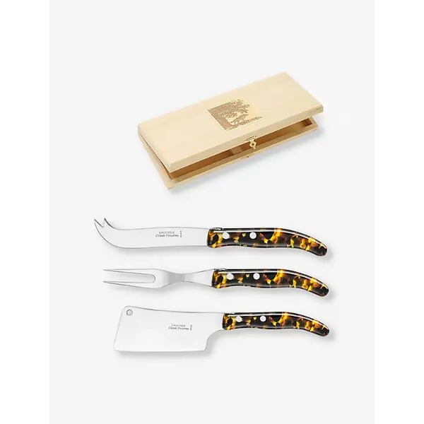 CLAUDE DOZORME Berlingot 3-piece Stainless-steel And Acrylic Special Cheese Flake Set - Brown