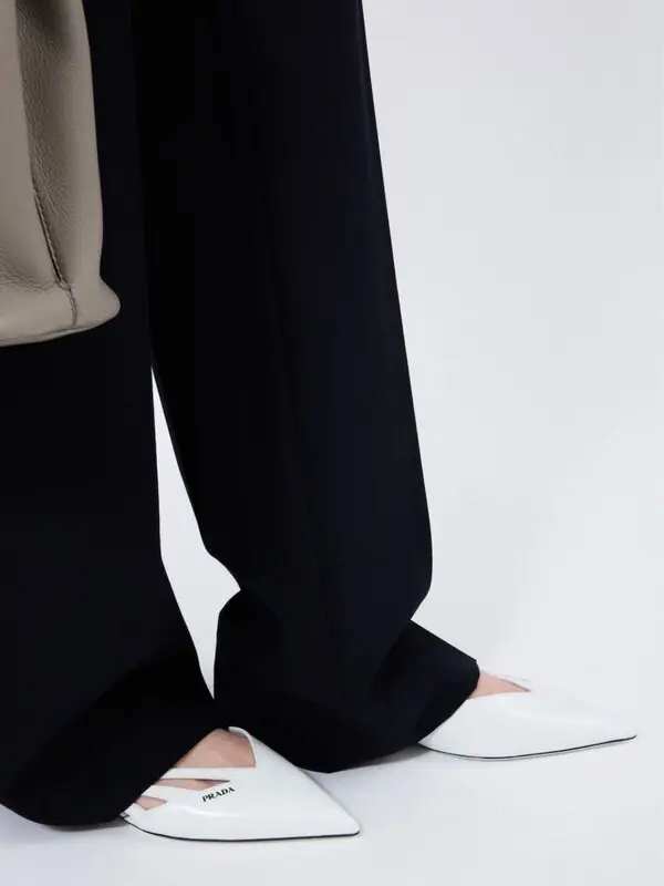Prada Brushed Leather Cut-out Ballerinas - White