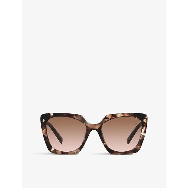 Prada Pr 23zs Branded-arm Square-frame Sunglasses - Brown