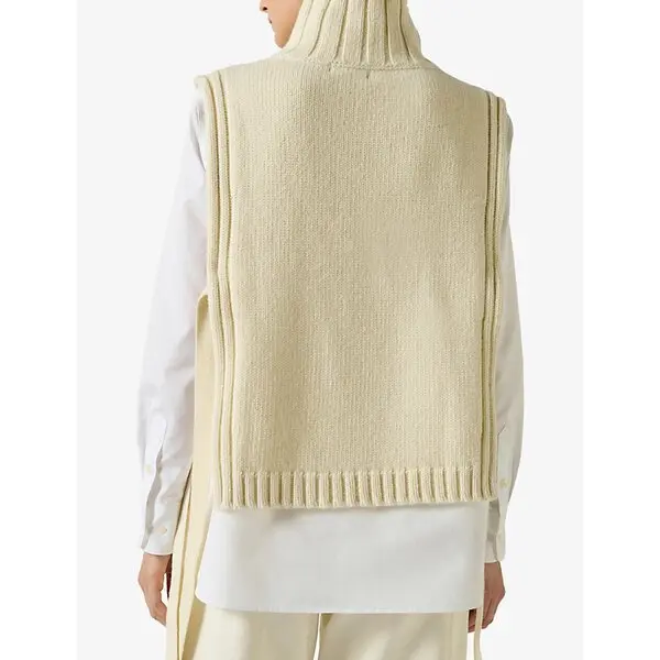Soeur Sleeveless High-neck Wool Jumper - Ecru
