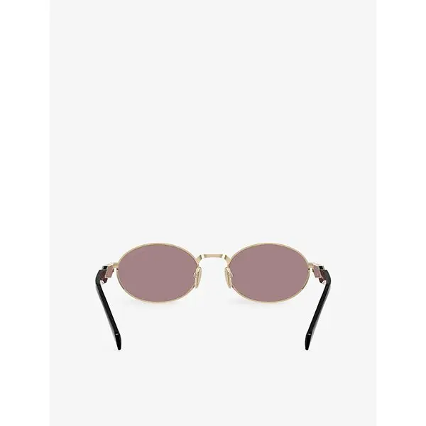 Prada Pr 65zs Oval-frame Metal Sunglasses