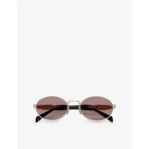 Prada Pr 65zs Oval-frame Metal Sunglasses