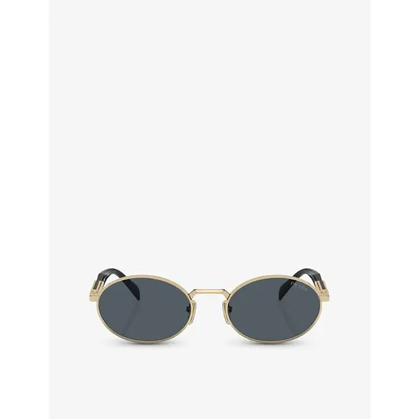 Prada Oval-frame Metal Sunglasses - Gold