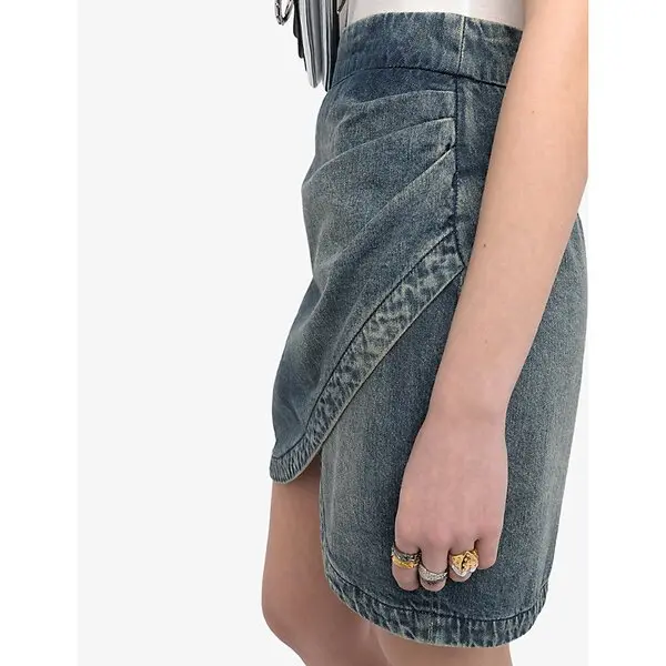 Zadig&Voltaire Julipe Wrap-front Denim Mini Skirt