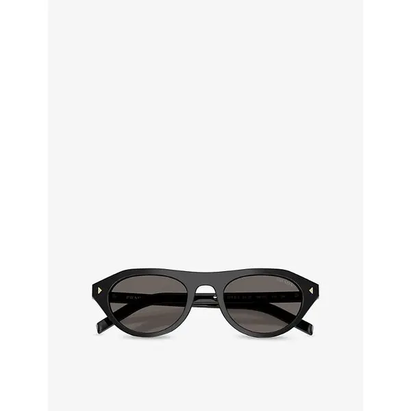 Prada Pr B15s Oval-frame Acetate Sunglasses - Black