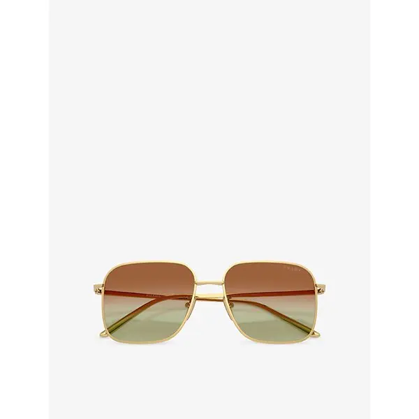 Prada Square-frame Metal Sunglasses - Gold