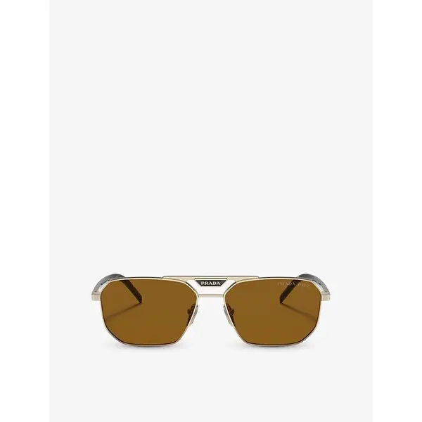 Prada Pr 58ys Rectangle-frame Sunglasses - Gold