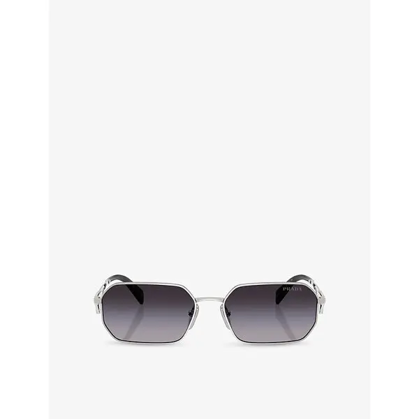 Prada Pr A51s Square-frame Metal Sunglasses - Silver