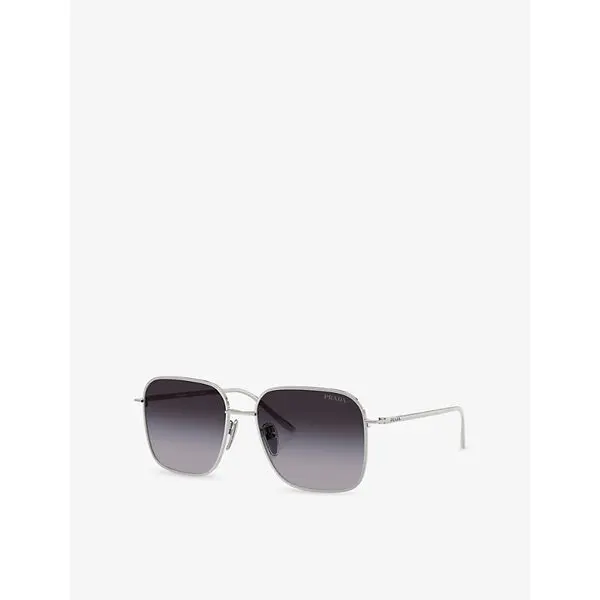 Prada Square-frame Metal Sunglasses - Silver