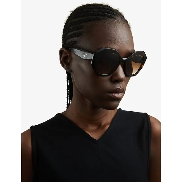 Prada Pr16ws Irregular-frame Acetate Sunglasses - Brown