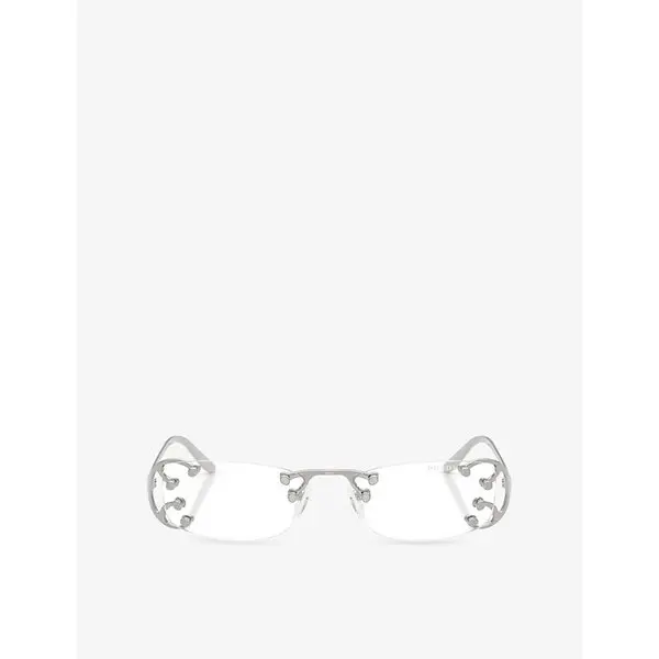 Prada Rectangle-frame Metal Sunglasses - Silver