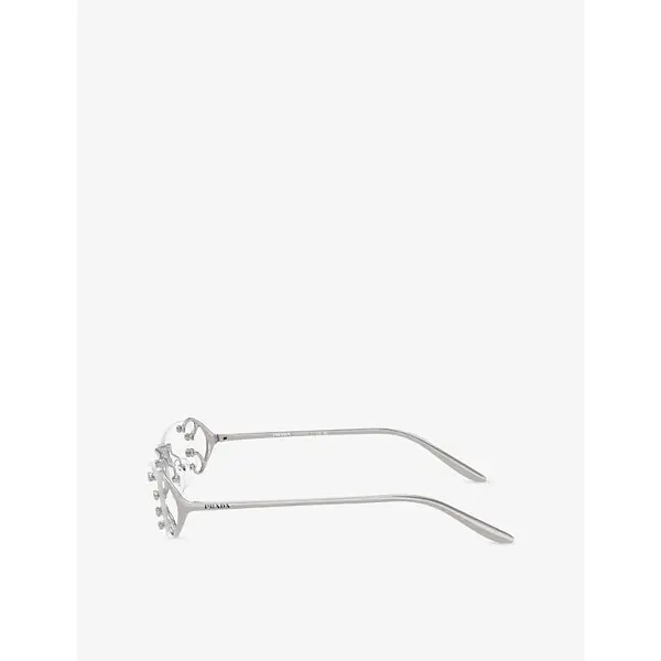 Prada Rectangle-frame Metal Sunglasses - Silver