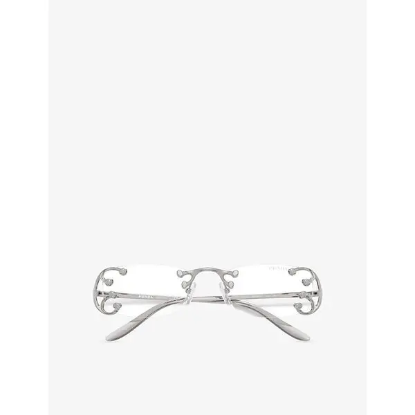 Prada Rectangle-frame Metal Sunglasses - Silver