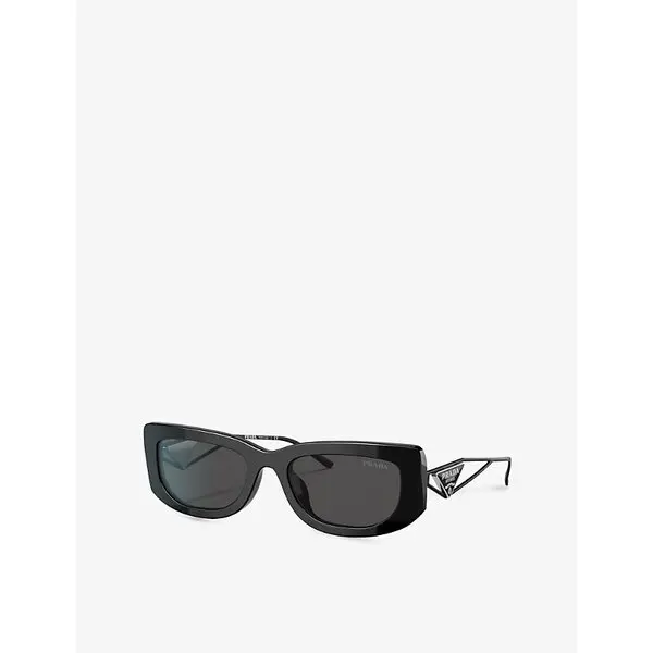 Prada Rectangle Frame Acetate And Metal Sunglasses - Black