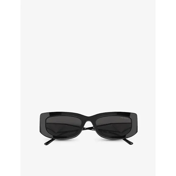 Prada Rectangle Frame Acetate And Metal Sunglasses - Black