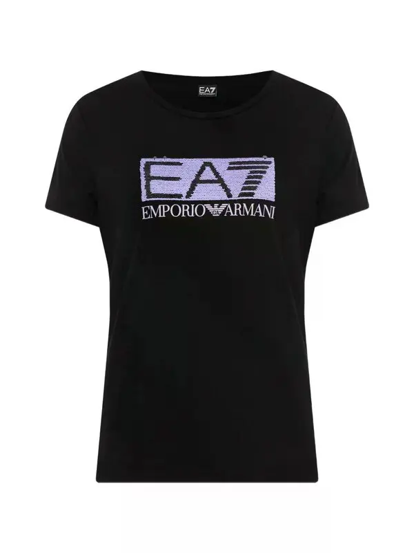 EA7 Sequin-logo T-shirt - Black