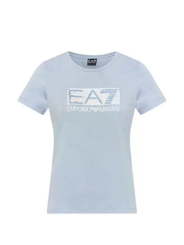 EA7 Sequin-logo T-shirt - Blue