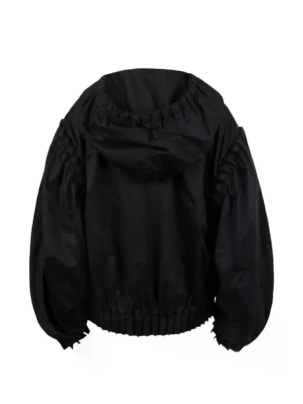 RAXXY Ruched Zip Up Hoodie - Black