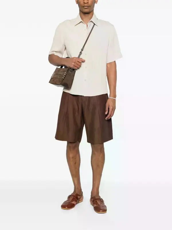 Sandro Crinkled-effect Shirt With Shark Collar