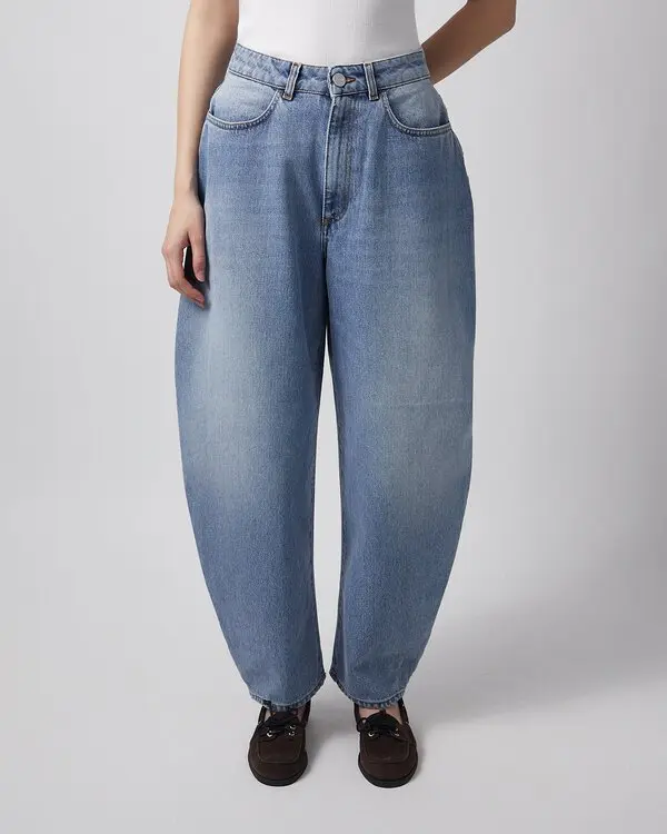 RÓHE Fransje Sculptural Denim Trousers - Washed Blue