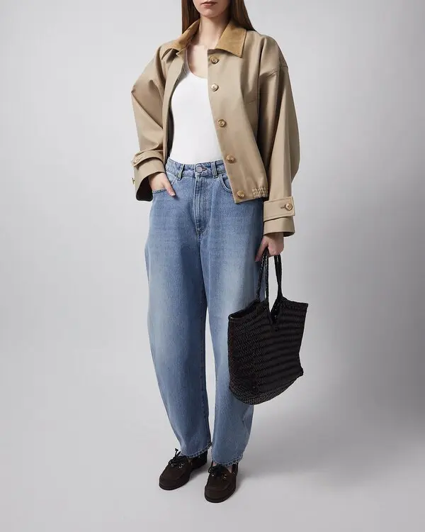 RÓHE Fransje Sculptural Denim Trousers - Washed Blue