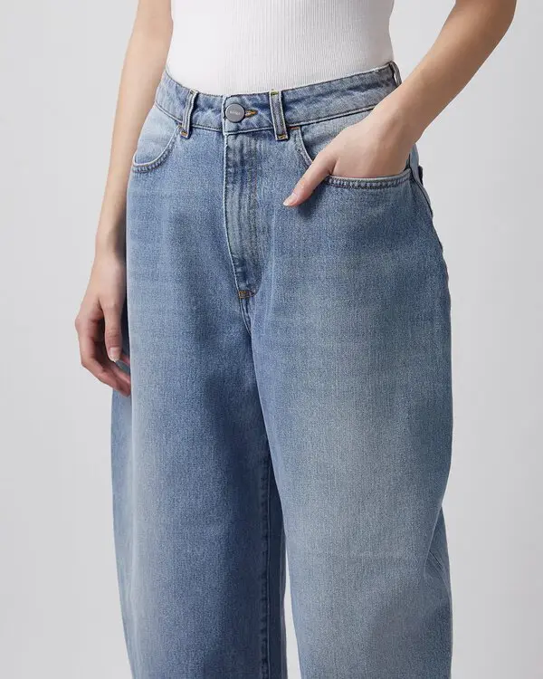 RÓHE Fransje Sculptural Denim Trousers - Washed Blue