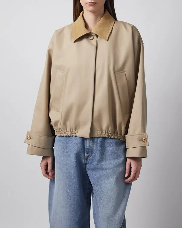 RÓHE Jacket Suede Collar Blouson - Sand