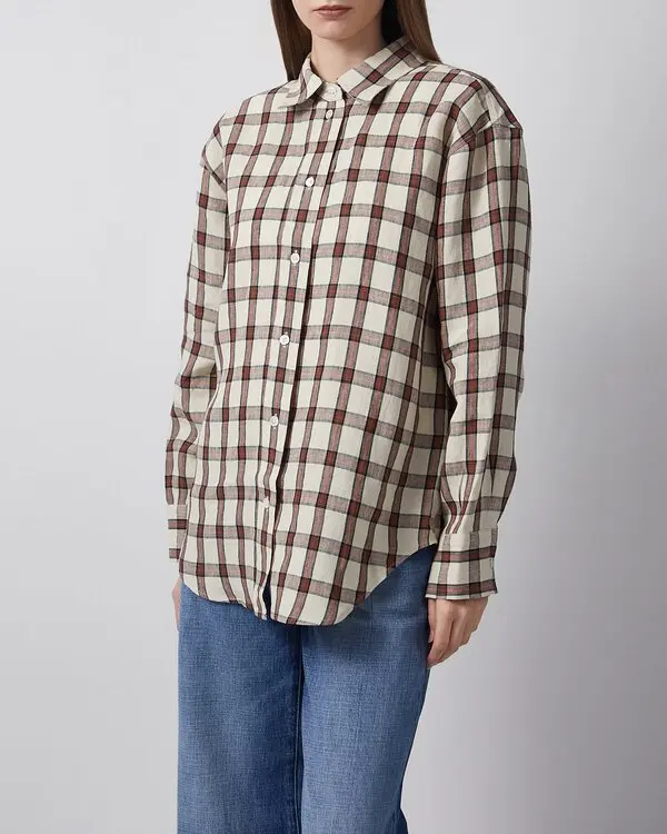 RÓHE Oversized Check Linen Shirt - Red
