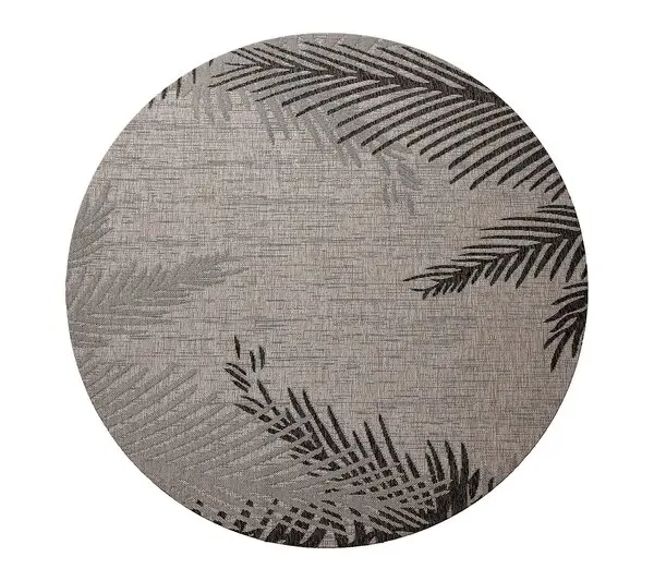 OX BAY TRADING CO. Ox Bay Coastal Palm Fronds Outdoor Area Rug, Bl Ack, 5'3'x 5'3 - One-color