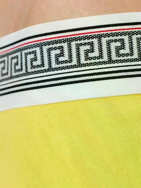 Versace Ribbed Cotton-jersey Trunks - Yellow