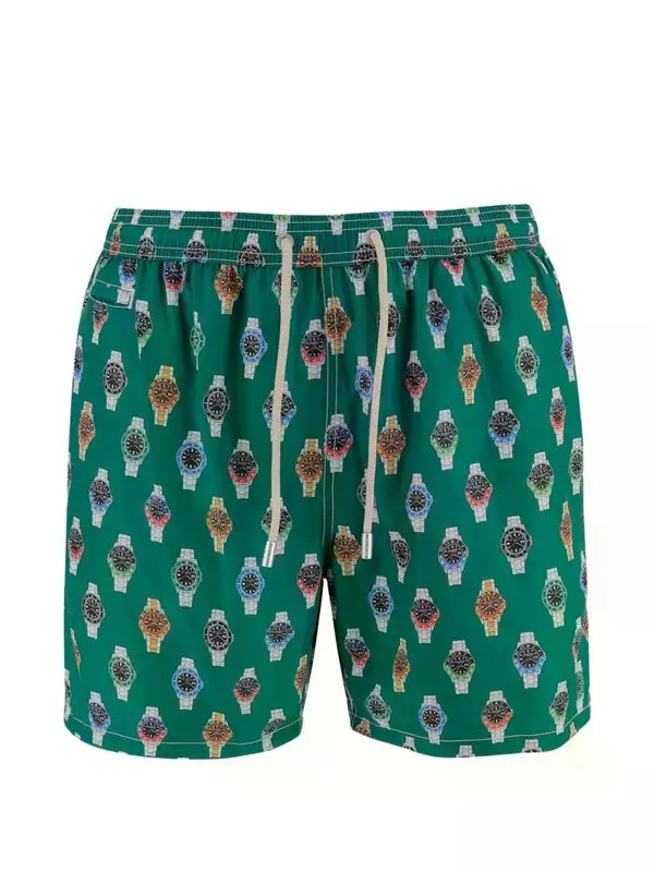 MC2 SAINT BARTH Watch-print Swim Shorts - Green