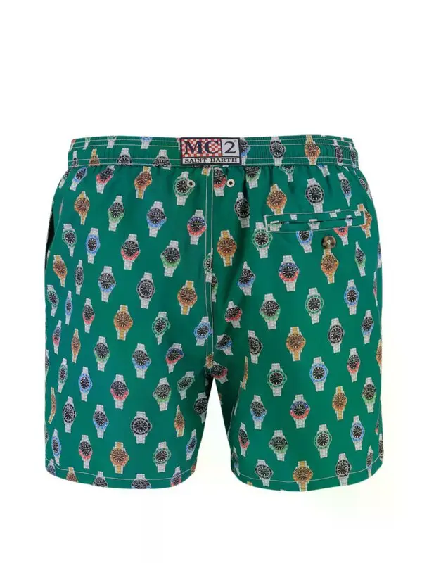 MC2 SAINT BARTH Watch-print Swim Shorts - Green