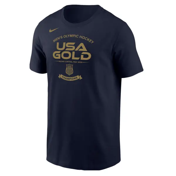 Nike Usa Olympic Team 2026 "gold Medal" Roster Cotton T-shirt - Blue