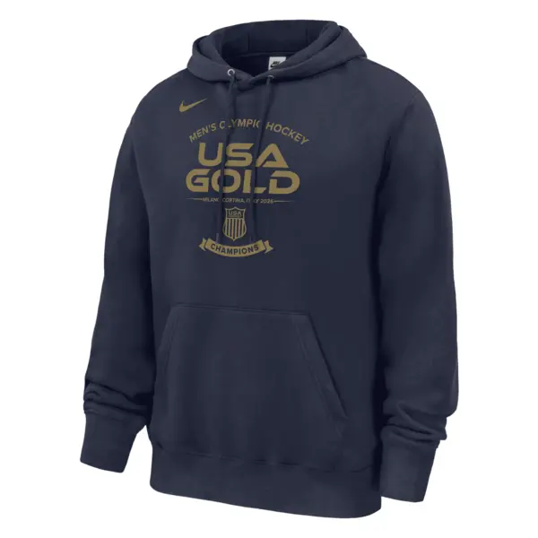 Nike Usa Olympic Team 2026 "gold Medal" Club Fleece Roster Hoodie - Blue