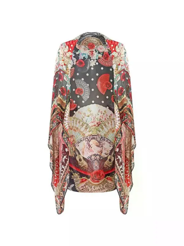 Camilla Floral-print Chiffon Shrug - Black