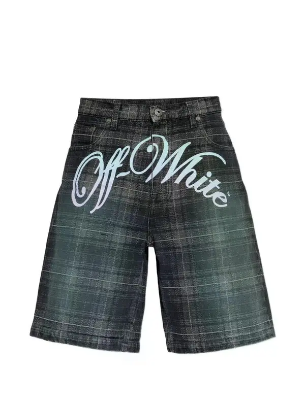 Off-White Plaid Shorts - Black