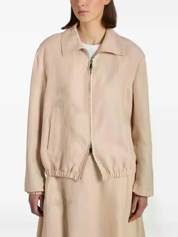 SLOWEAR Floral-embroidered Bomber Jacket