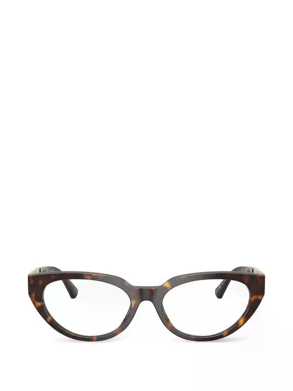 Versace Geometric-frame Greek-key Eyeglasses - Brown