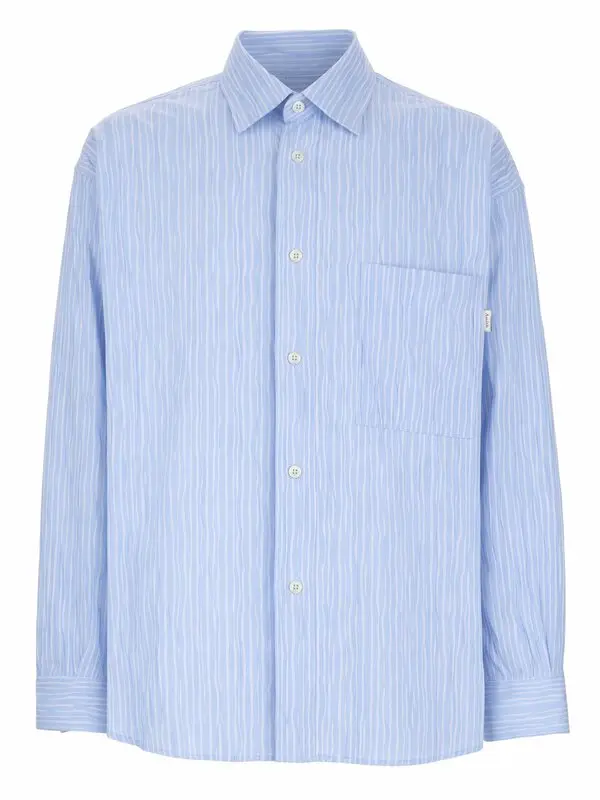AMISH SUPPLIES Camicia Crinkled Cotton Shirt - Azure