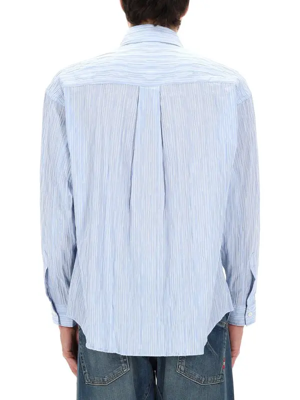 AMISH SUPPLIES Camicia Crinkled Cotton Shirt - Azure