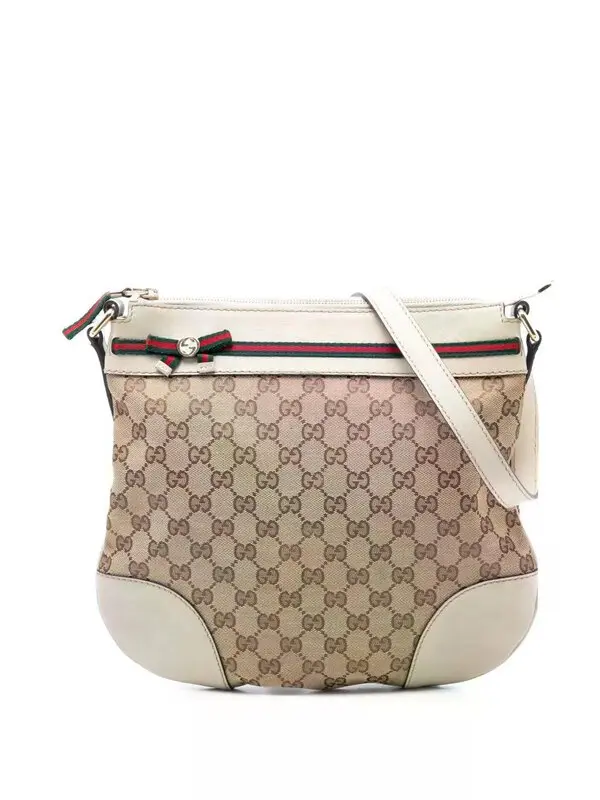 Gucci Gg Canvas Web Mayfair Crossbody Bag - White