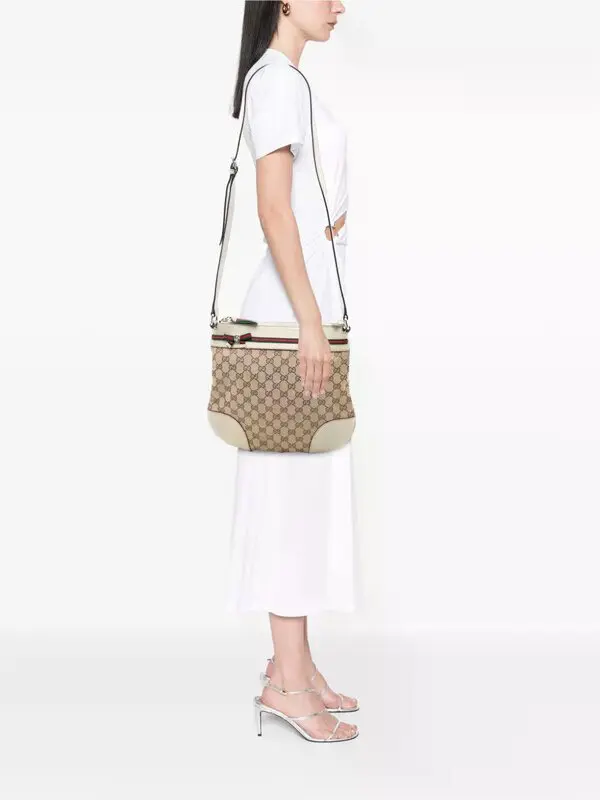 Gucci Gg Canvas Web Mayfair Crossbody Bag - White