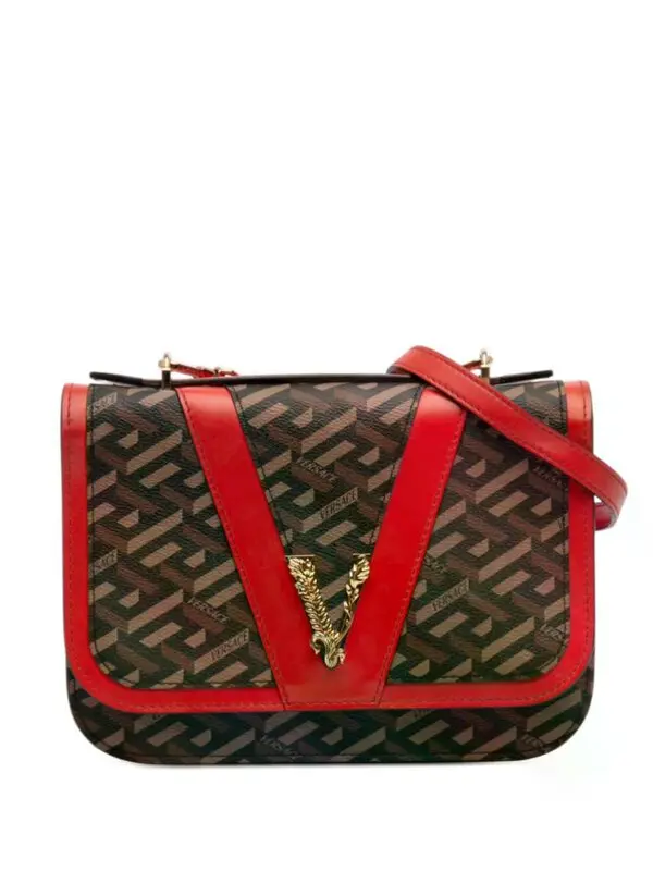Versace La Greca Coated Canvas Virtus Satchel