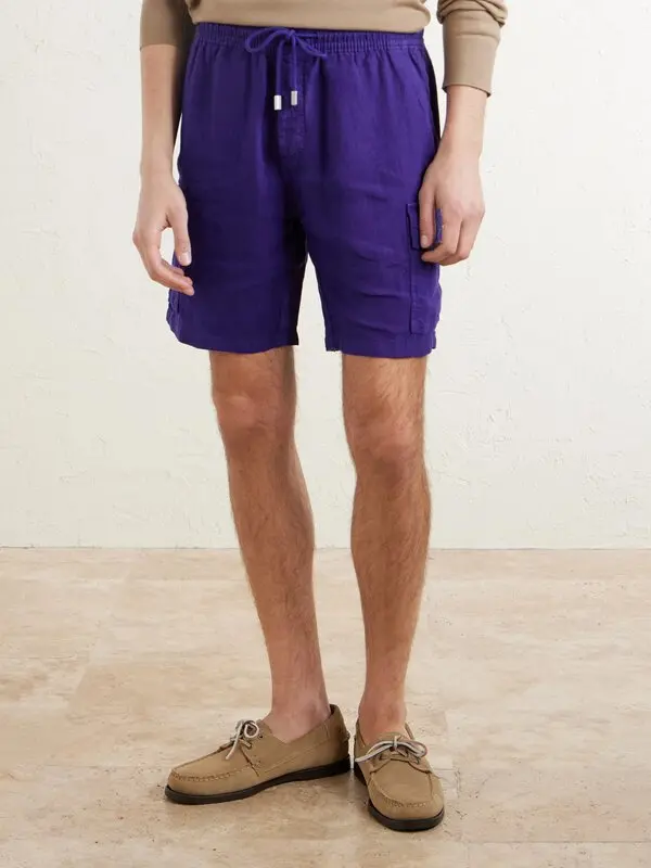 Vilebrequin Straight-leg Linen Cargo Shorts - Purple